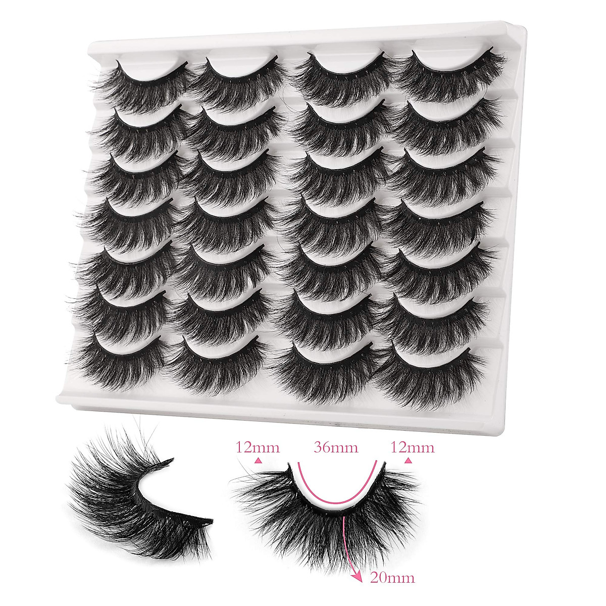 JIMIRE False Eyelashes Mink Fluffy Volume Lashes 3D Wispy Long Fake Eyelashes 14 Pairs Pack