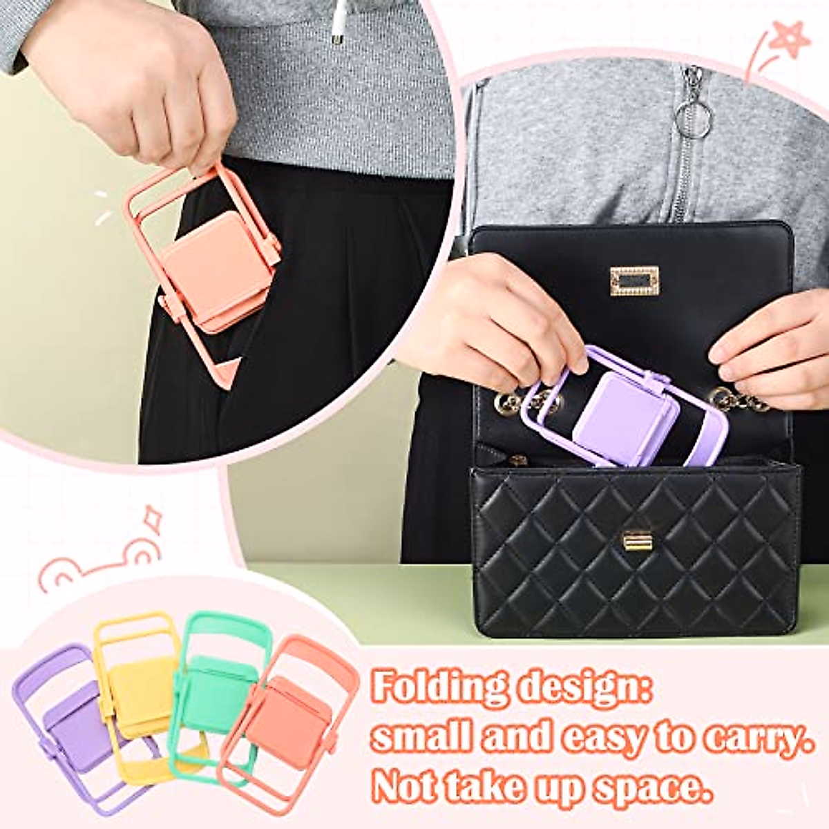 8 Pieces Mini Chair Shape Cell Phone Stand Foldable Universal Candy Color Mobile Phone Holder Multi Angle Cradle for Desk Tablet Phone Multi Functions Convenient Phone Stand