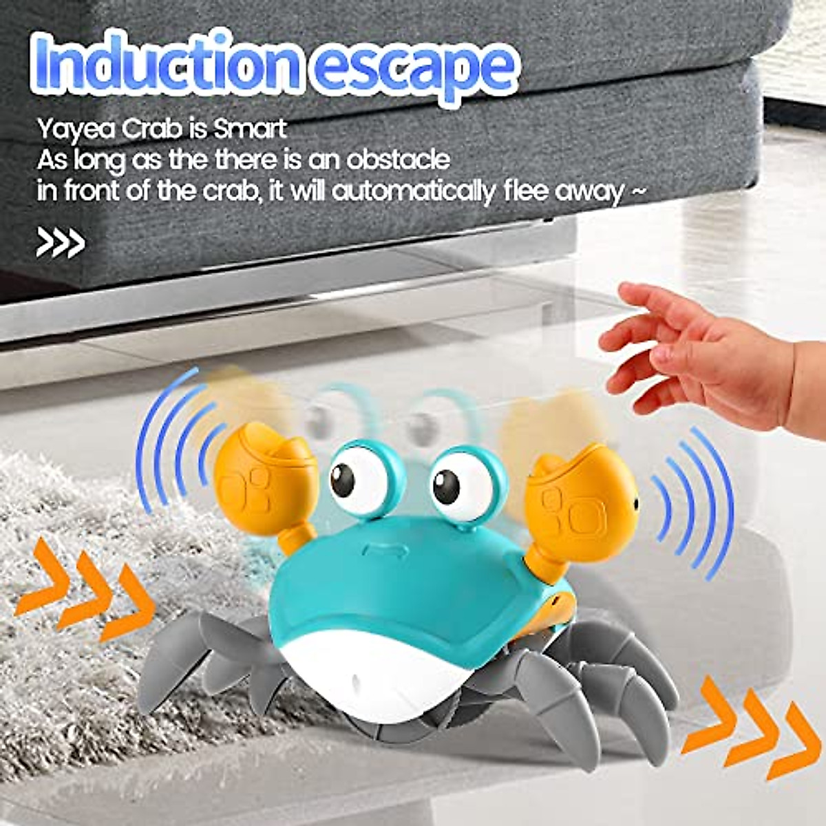 Crawling Crab Baby Toy, Infant Tummy Time Toy: Interactive Walking Dancing Crab Toy with Music & Lights, Crawling Toys for Babies 3-18 Months, Fun Moving Toy Gifts for Toddlers 2 3 4 5 Year Old