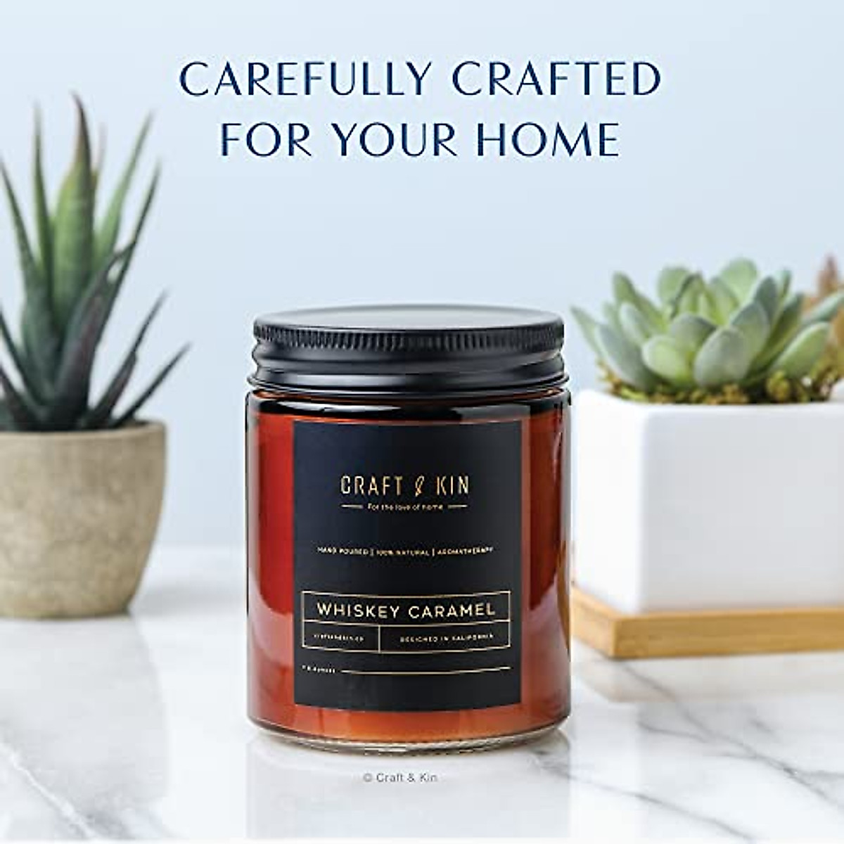 Premium Whiskey Caramel, Scented Candles for Men | All Natural Candles, Candles for Home Scented, Candle for Men | Scented Candles, Aromatherapy Candles, Masculine Candle