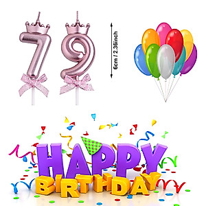 VSHILI 79th 97th Birthday Candles, Rose Gold 97 79 Year Old Number Birthday Candles, Happy Birthday Party Cake Topper Decoration Gifts for Women Men