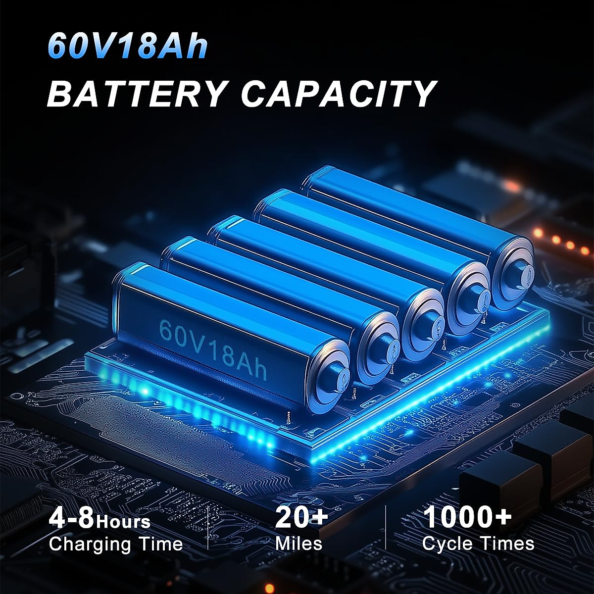 SAY YEAH Fat Tire Electric Scooter for Adult, 60V 18AH 2000W Lithium Commuter Citycoco Scooter Black, 32 MPH & 20 Miles Range, Adult Mobility Scooters, LED Light