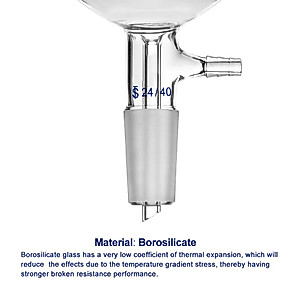Labasics Borosilicate Glass Buchner Filtering Funnel with Coarse Frit (G1), 46mm Inner Diameter, 80mm Depth, with 24/40 Standard Taper Inner Joint and Vacuum Serrated Tubulation (100ml)