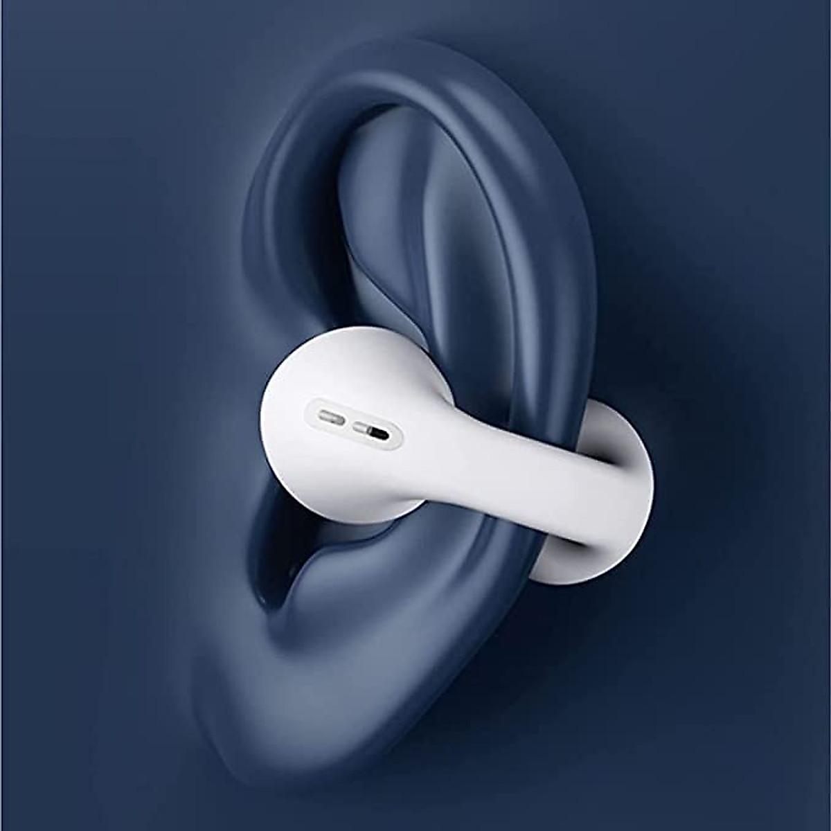 LIHONK Wireless Ear Clip Bone Conduction Headphones, Mini Bone Conduction Headphones, Open Ear Headphones Wireless Bluetooth for Running Sports (Color : White)