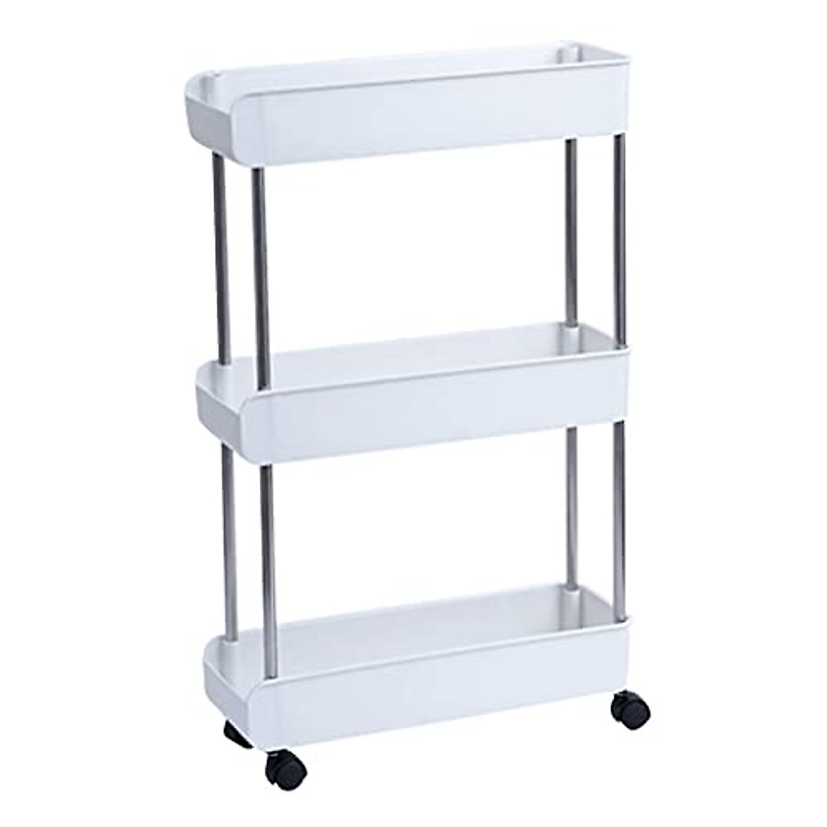 GRETD Kitchen Trolley 3/4 Tier Bedroom Snacks Cart Bathroom Storage Rack with Wheels Househlod Standing Shelf (Color : B, Size : 1pcs)