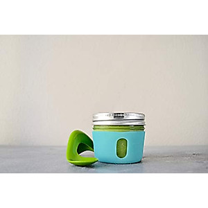 Mason Bottle Silicone Sleeve: Fits Any 4 Ounce Regular-Mouth Mason Jar, Extra Grip and Protection, Non-Toxic, Dishwasher Safe, Made in The USA (Agave Color)