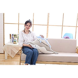 COSGOO Soft Dolphin Plush Hugging Pillow Cute Dolphin Stuffed Animal Plushies Dolphin Doll Toy Kids Stuffy Animie Dolphin Plush Toys for Birthday, Valentine, Christmas... (Blue)…