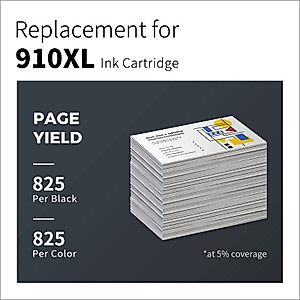 910XL Ink Cartridges Combo Pack, LemeroSuperx Remanufactured Ink Cartridge Replacement for HP 910XL 910 XL Work for OfficeJet 8022 8025 8035 8028 8020 (Black Cyan Magenta Yellow, 4 Pack)