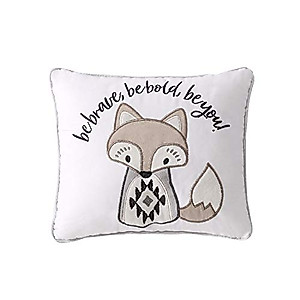 Levtex Baby Bailey Bear, Animals, Woodland, Charcoal, Beige, White -5PC Toddler Set - Neutral Kids Bedding - Reversible Quilt, Fitted Sheet, Flat Sheet, Standard Pillow Case, Decorative Pillow