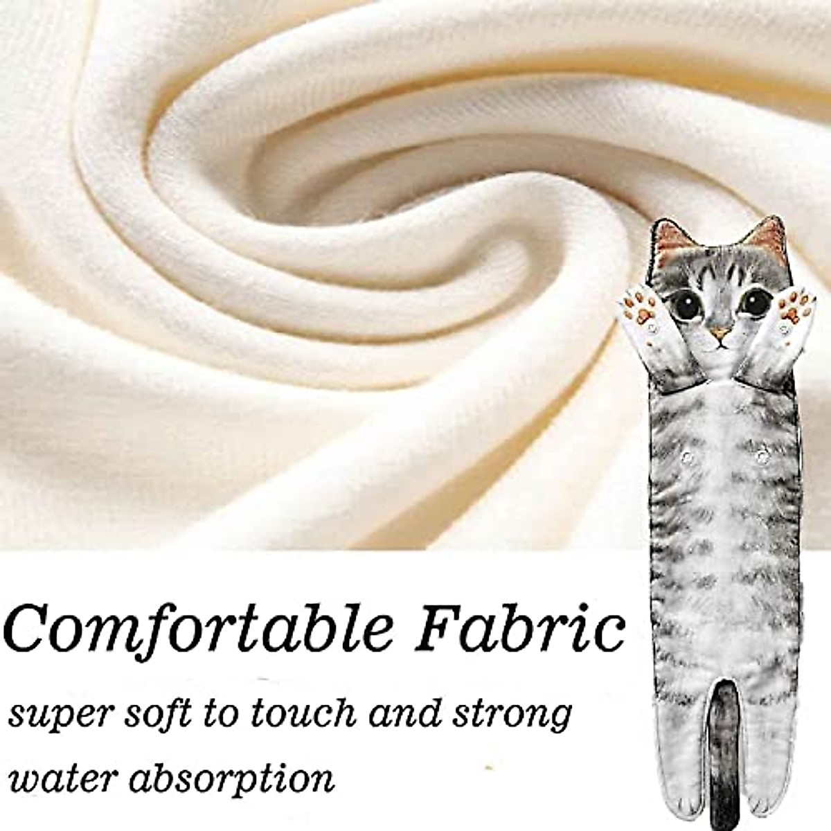 Yeikbuxa Cat Hand Towels for Bathroom Kitchen, Soft and Absorbent, Cat Gifts Cute Decorative Cat Decor Hanging Washcloths Face Towels, Funny Gifts for Cat Lovers（Grey）