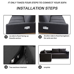 DEEPDREAM 12 Pcs Sectional Couch Connectors Metal Couch Clips Sofa Connector Interlocking Furniture Connector with 28 Pcs Screws