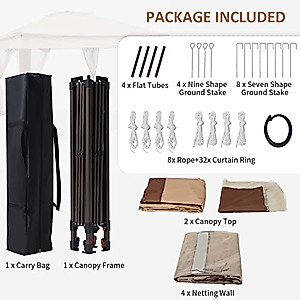 UDPATIO Pop Up Gazebo 11'x11' Patio Instant Gazebo Tent with Mosquito Netting, Outdoor Canopy Shelter with 121 Square Feet of Shade, Soft Top Metal Frame Gazebo for Lawn, Garden, Backyard and Deck