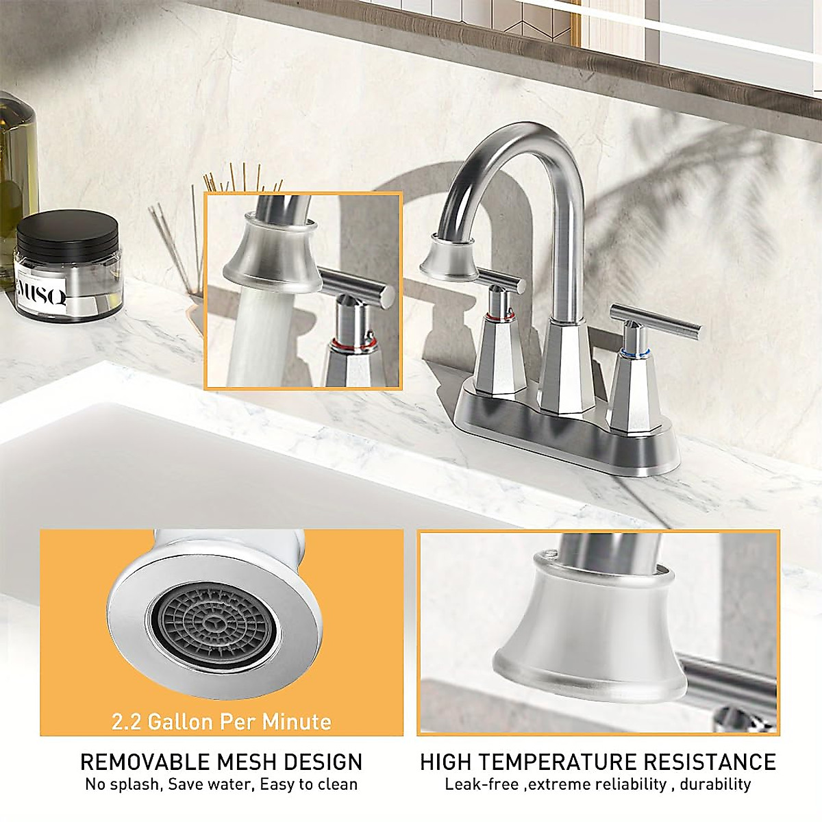 Faucet Aerator Compatible with Moen 101964 116618, Fit for Shower Bathroom Kitchen Faucet Parts, High Flow Sink Aerator Replacement, 2.2 Gallon Per Minute, Finish Chrome