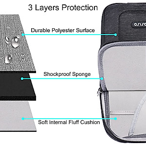 MOSISO Laptop Shoulder Bag, 15.6 inch Laptop Sleeve Compatible with MacBook, HP, Dell, Lenovo, Asus Notebook, 15 inch Fully Open Zipper Computer Bag with Front Pocket & Handle & Belt, Black