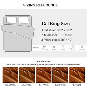 Talasily Linen Sheets California King Linen Bed Sheet 4 Piece Breathable Cotton Bed Sheets, Linen Cotton Blend Sheets for All Seasons- Deep Pockets, Easy-Fit, (California King, Caramel)