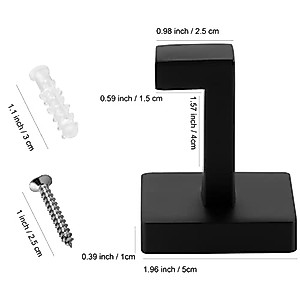 Bath Towel Hooks , 2Pcs SUS 304 Stainless Steel Robe Hooks, Heavy Duty Wall Hooks for Bathroom & Kitchen, Coat Hook Closet Door for Bathroom Bedroom Hotel Kitchen Garage Pool (Black Matte)