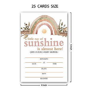 Rainbow Baby Shower Invitation Set, Books For Baby, Thank You, Diaper Raffle, Rainbow Fill In Invites Cards, Each Design 25 Cards & Envelopes (Total 100 Cards) – (bb001-taozhuang)