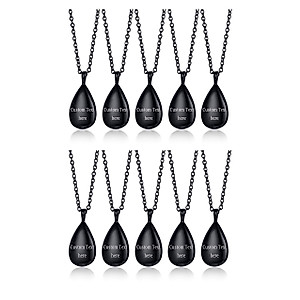 MEALGUET Pack of 2/4/6/10 Customized Cremation Ashes Urn Teardrop Pendant Keepsake Memorial Necklace Locket Charm,Personalized Ash Holder,Memorial Gift, Black