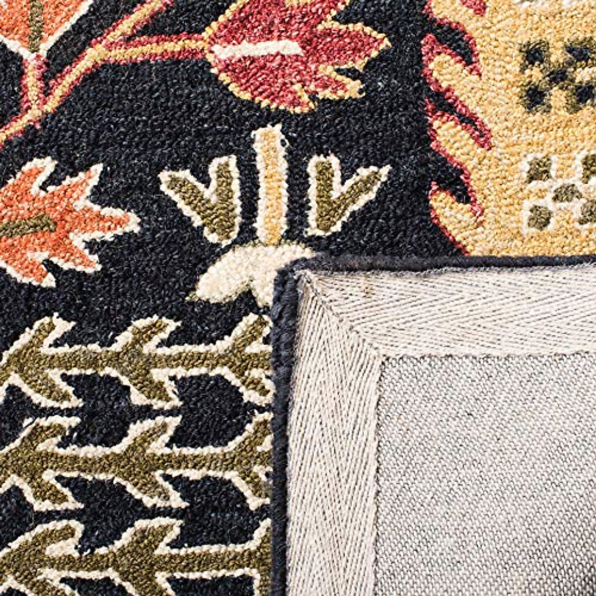 SAFAVIEH Aspen Collection 5' x 8' Black / Red APN522Z Handmade Boho Wool Area Rug