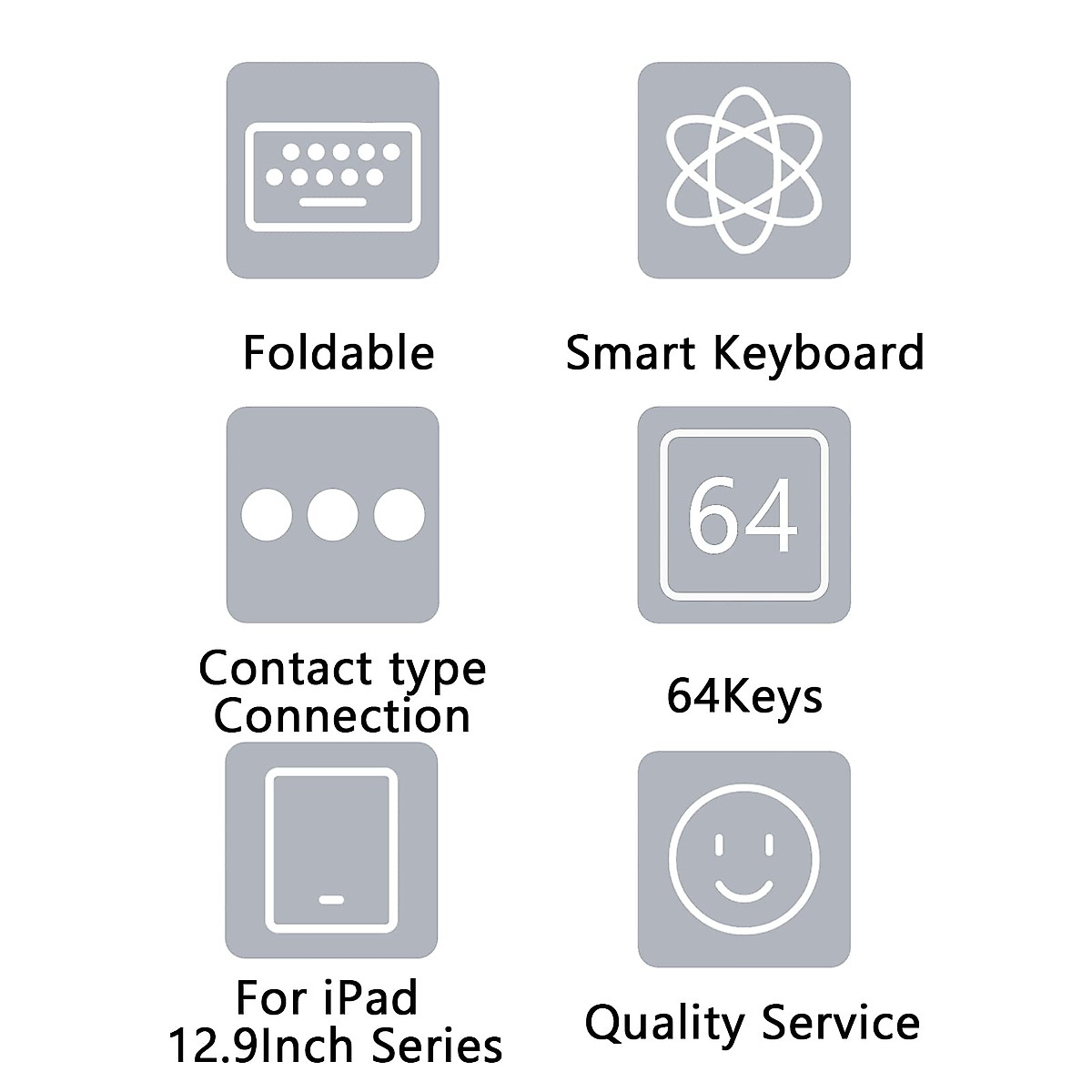 Smart Keyboard for Ipad pro, 12.9in Portable Tablet Intelligent Carrying Foldable Ultra-Slim Keyboard with 64 Keys for Ipad Pro 2nd Generation & 1st Generation