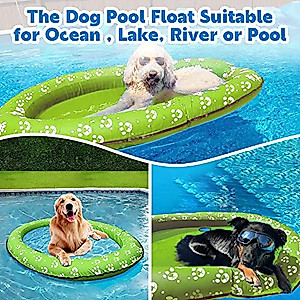 Ginkago Inflatable Pool Floats for Dogs Pet Swimming Pool Floating Row Bed Paddle Paws Floaties Doggy Puppy Pool Float for Summer Green