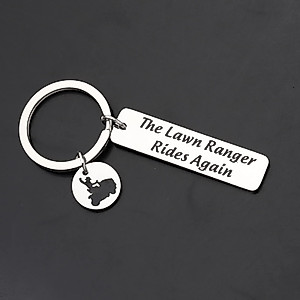 POTIY Lawn Enforcement Gift Mowing the Lawn Jewelry the Lawn Ranger Rides Again Keychain Outdoors Keychain Father's Day Keychain (keychain)