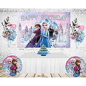 ASCLO Frozen 2 Backdrop for Birthday Party Supplies 5x3ft Frozen Photo Backgrounds Elsa Theme Baby Shower Banner for Birthday Cake Table Decoration, white, One Size