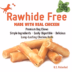 LuvChew Gluten Free Rawhide Free Dog Chew Chicken Rolls Mini 2.5" for Small Dogs 10 pcs/Pack
