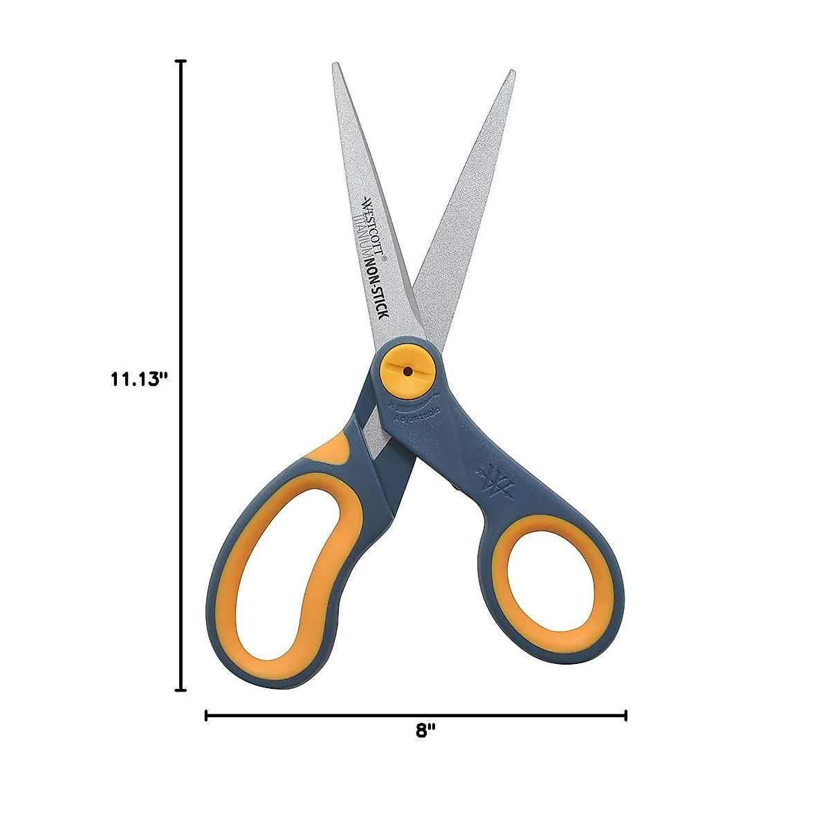 Westcott 8" Titanium-Bonded Non-Stick Scissors For Office & Home, Gray/Yellow, 3 Pack (15454)