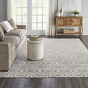 Nourison Jubilant Contemporary Grey 7'10" x 9'10" Area -Rug, Easy -Cleaning, Non Shedding, Bed Room, Living Room, Dining Room, Kitchen (8x10)
