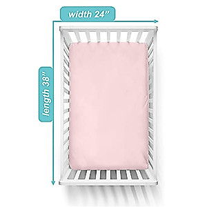 American Baby Company Fitted Mini Crib Sheet 24" x 38", Soft Breathable Neutral 100% Cotton Jersey Portable Sheet, Baby Pink, for Boys and Girls, Fits Most Pack N Play and Mini Crib Mattresses