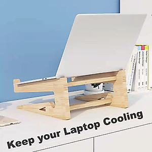 Thibault Laptop Stand for Desk, Laptop Riser Computer Stand Wooden MacBook Stand, Ergonomic Laptop Holder Compatible with MacBook/Dell/HP/Lenovo 10-17 Laptops, Work from Home Laptop Riser