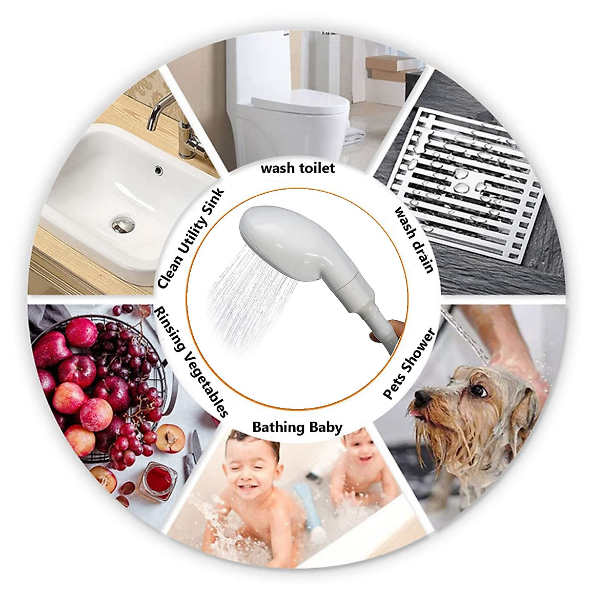 2m/6.56ft Portable Sink Hose Faucet Sprayer Sink Spray Rubber Hose Shampoo Sprayer Handheld Faucet Shower for Pets,Bathing Baby,Washing Hair,Rinsing Vegetables