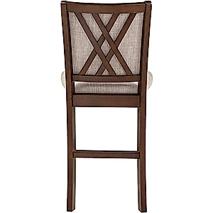 New Classic Furniture Amy Kitchen Counter Island Dining Table for 4 with Storage Shelf & USB Chargers, Traditional Brown Cherry