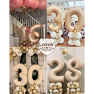 40 Inch Caramel Number 3 Balloon Large Size Jumbo Digit Mylar Foil Retro Apricot Beige Helium Balloons for Birthday Party Celebration Decorations Graduation Anniversary Baby Shower Photo Shoot
