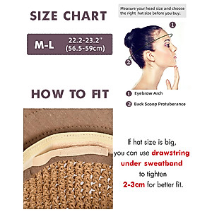 FURTALK Sun Hats for Women Summer Beach Hat Wide Brim Handmade Straw Hat Foldable Packable UPF 50 Crochet Travel Bucket Hat Khaki