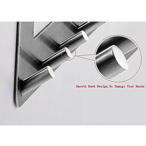 eoocvt Stainless Steel Over The Door Hook Organizer Rack - Space Saving Hanger, 6 Hooks, Brushed Nickel