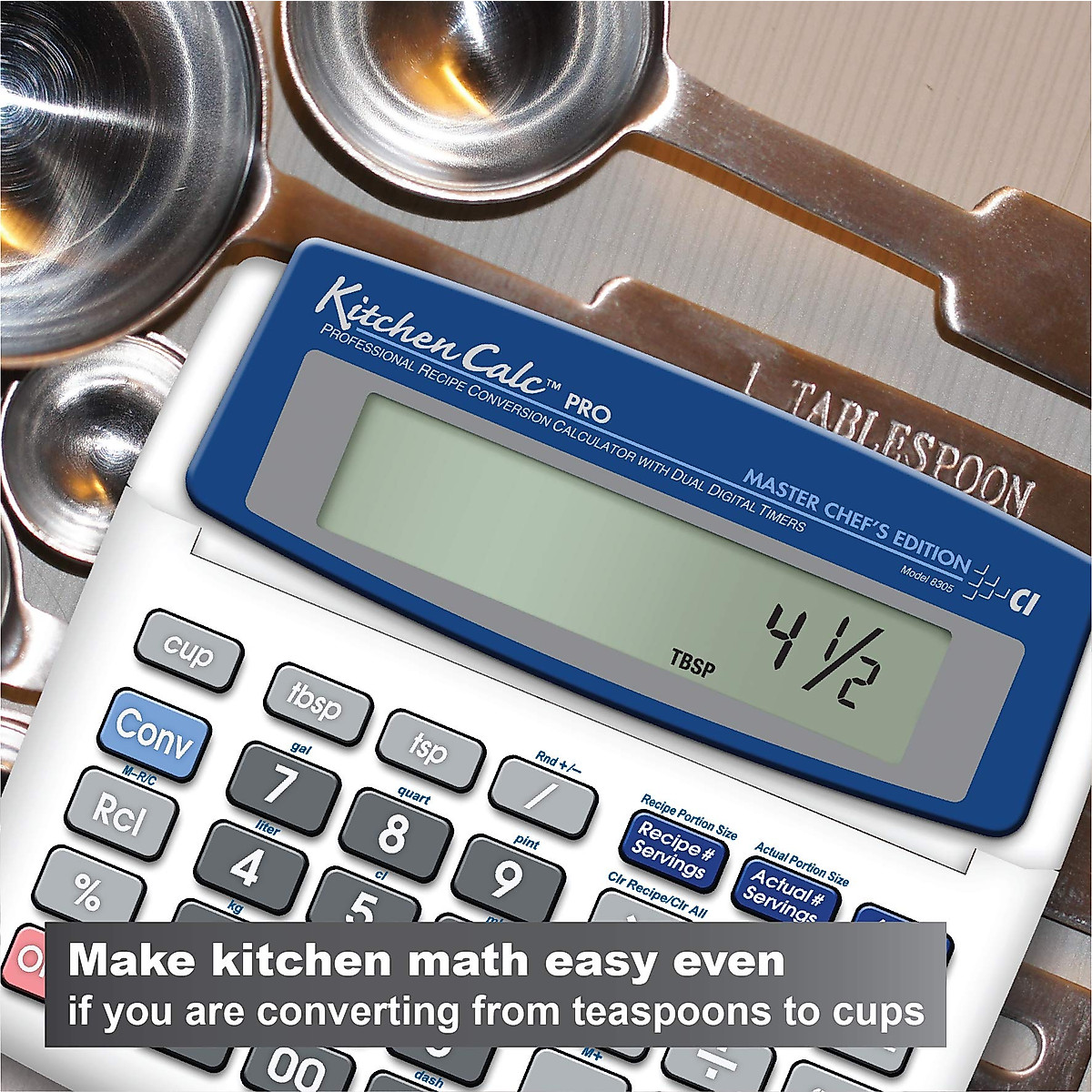 Calculated Industries 8305 KitchenCalc PRO Recipe Conversion and Culinary Math Calculator with 2 Digital Timers for Chefs, Culinary Students, Home Cooks, Bakers, Brewers and BBQers | Recipe Scaling | Menu Planning | Portion Sizing, Small