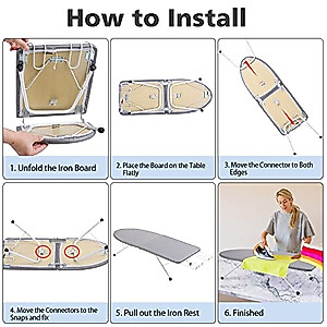 VeYocilk Tabletop Ironing Board, Reinforced Foldable Iron Board with Iron Rest, Portable Travel Small Ironing Board with Heat Resistant Cover for Home, Countertop, Laundry Rooms, Dorm, 31.4"x9.8"x7"
