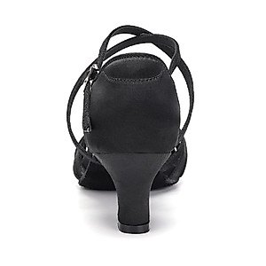 Temor Salsa Ballroom Dancing Shoes for Women Latin Dance Shoes Girls,Black, Heel 1.96 in,7 US