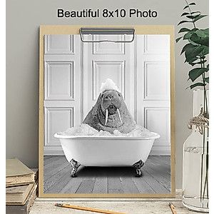 Coastal Bathroom Wall Art & Decor - Bathtub Wall Art - Sea Animal Beach Bathroom Decor - Bathroom Pictures - Funny Bathroom Decor - Bath Wall Decor - Restroom Sign - Cute Unique Guest Bathroom Poster