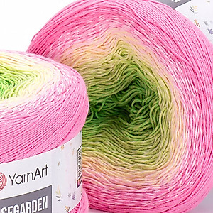 Yarn Art Flowers Rosegarden 100% Cotton 250gr 8.80 oz 1094yds Multicolor Cotton Yarn Rainbow Crochet Yarn Spring Summer (314)
