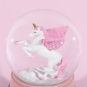 Unicorn Snow Globes for Girls, 100MM Pink Glitter Glass Snowglobe for Kids, Christmas Birthday Gifts for Girls,Wife,Daughter,Granddaughter