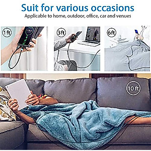 Terasako Magnetic Charging Cable 4-Pack [1ft/3ft/6ft/6ft], 360° Rotating Magnetic Phone Charger Cable with LED Light, 90° Angle Connector, Nylon-Braided Cords