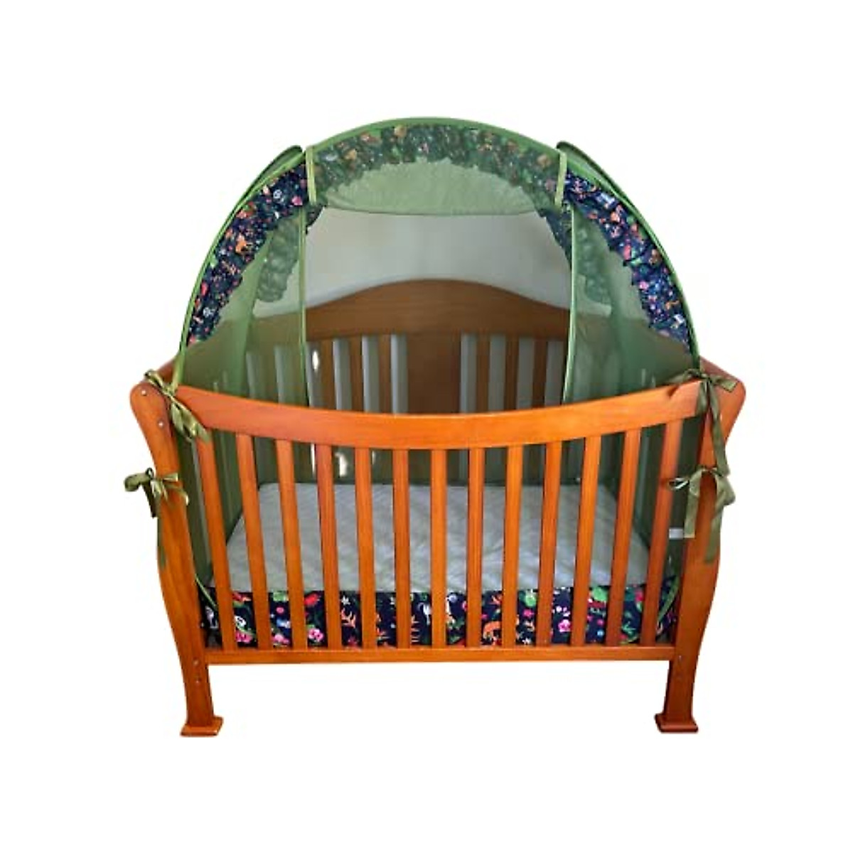 Magnolia Honey Baby Crib Tent - Pop Up Mesh Canopy - Breathable Mosquito Net - Cute Jungle Design - Keep Toddler from Climbing Out - Fits All Standard Cribs - Portable - Easy to Install