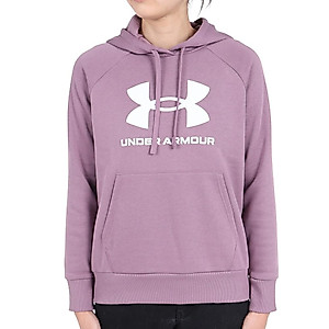 Under Armour Womens Rival Fleece Big Logo Hoodie, (500) Misty Purple / / White, X-Large