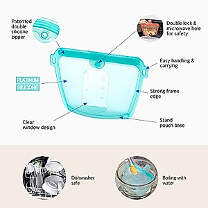 [SILLYMANN] Platinum Silicone Zip Top Reusable, Stand Up Storage Bag | Dishwasher-Safe, Eco-friendly, Easy Cleaning, Portable | Lunch Bag, Sandwich Containers | 34 Oz, Coral (Coral)