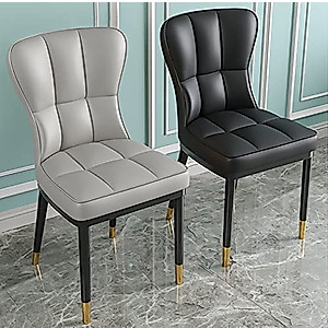 Bekrvio High-Back Faux Leather Dining Chairs Set of 2, Modern Sturdy Upholstered Accent Side Chair Deep Sponge Padded Seat with Metal Legs for Kitchen Dining Room Living Room Bedroom(Silver)