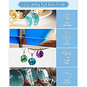 Nicpro 16 Ounce Crystal Clear Epoxy Resin Kit, DIY Starter Epoxy Resin Supplies with 4 Measuring Cups, 2 Silicone Sticks, Gloves, Spreader for Art Craft Casting & Coasting, Molds, Jewelry Making