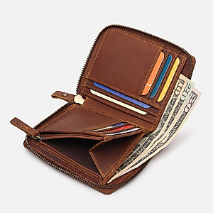 ALPHAHIDE Genuine Leather Wallet for Women - RFID Blocking Ladies Wallet - Zip-Around Ladies Purse - Credit Card Holder - Coin Pocket